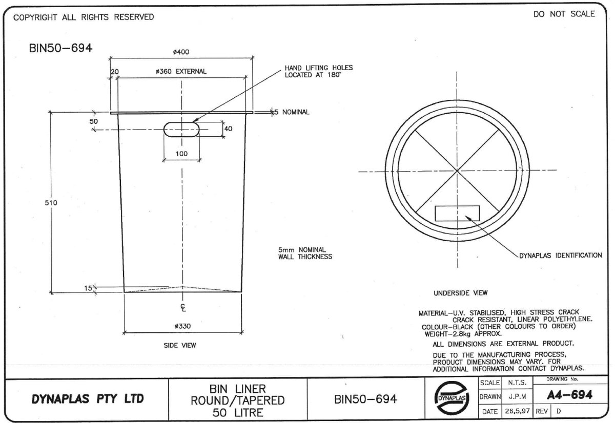 Poly bins - Garbage bins - Trash bin liners - Cabinet liners - by ...